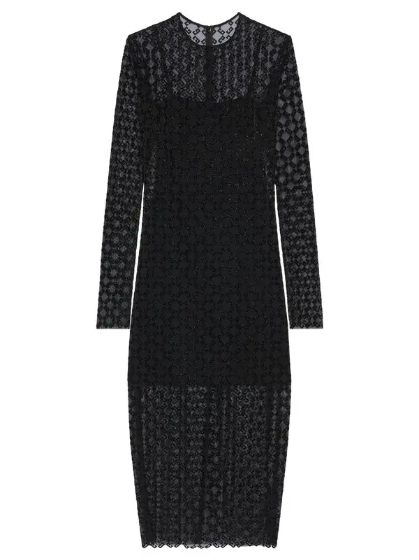Givenchy Monogrammed Sheer Detailed Dress - Black/silver