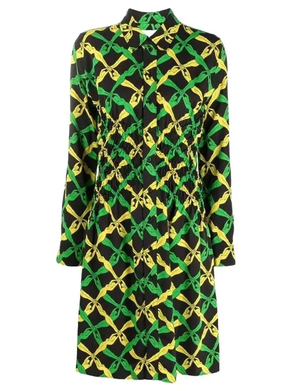 Bottega Veneta Fantasia Print Shirt Dress - Black