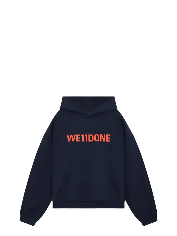 We11Done Long-sleeved Hooded Sweatshirt - Navy Blue