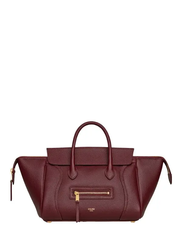 Celine Little Luggage In Grained Calfskin - Red
