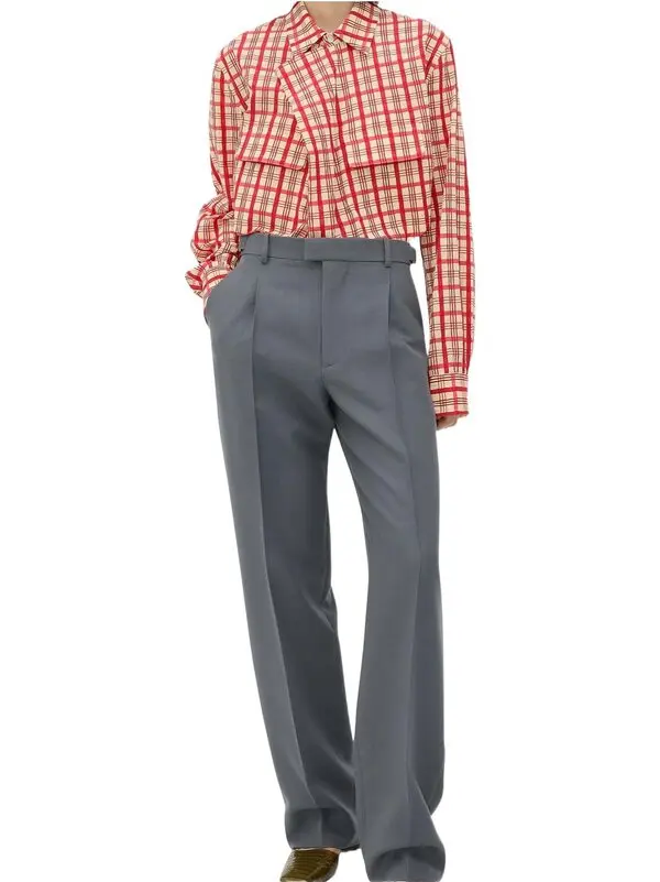 Bottega Veneta Plaid Lapel Shirt - Moon/red