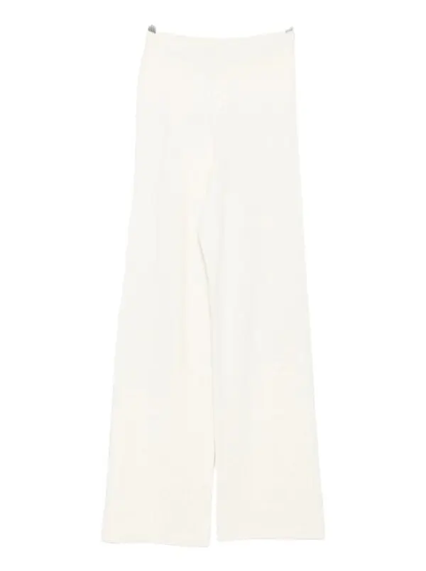 Fabiana Filippi High Waist Wide Leg Ribbed Pants - White