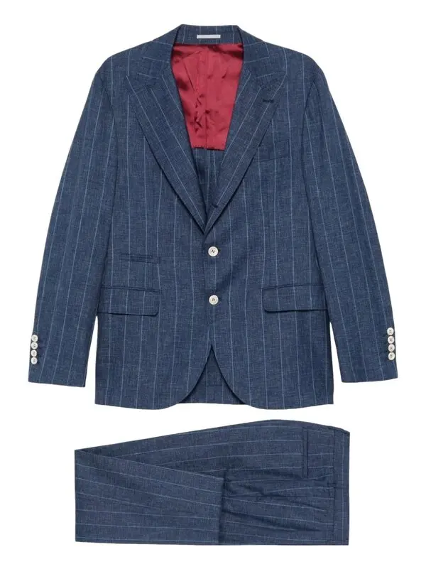 Brunello Cucinelli Striped Suit - Blue