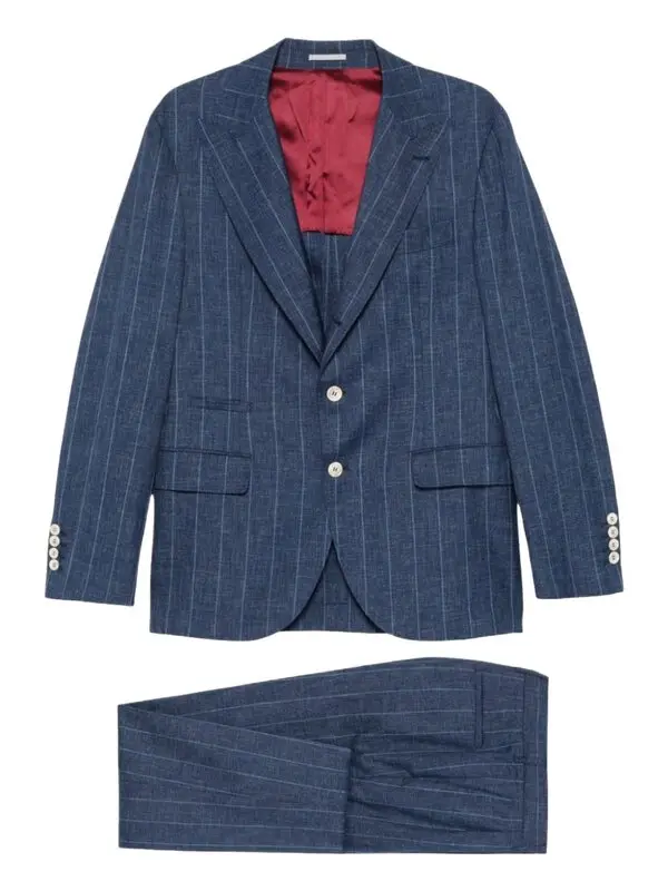 Brunello Cucinelli Striped Suit - Blue