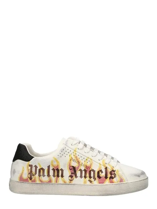 Palm Angels Distressed Spray Paint Lace-up Sneakers - White