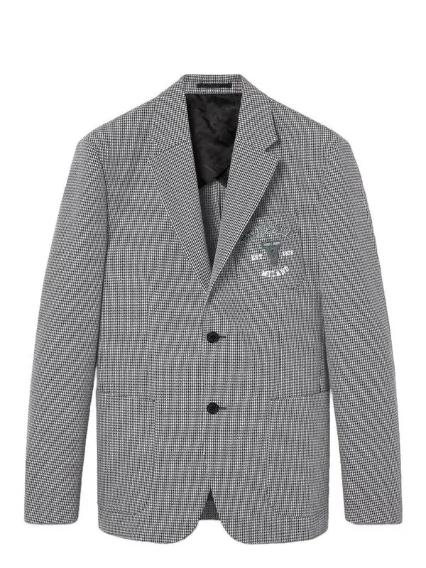 Versace Single-breasted Logo Embroidered Blazer - Gray