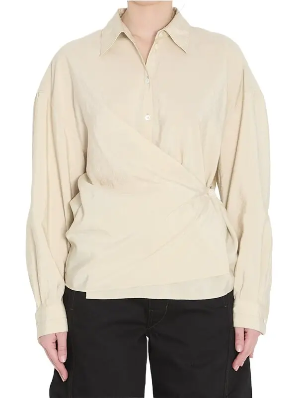 LEMAIRE Twisted Straight Collar Shirt - Nude