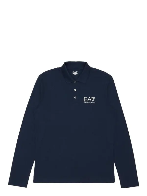 EA7 Logo Printed Polo Shirt - Black
