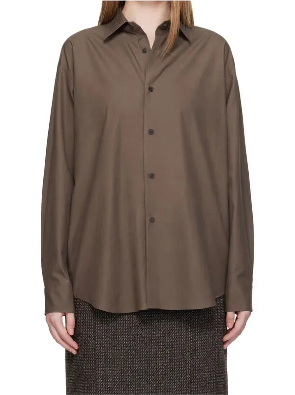 Auralee Finx Twill Shirt - Brown