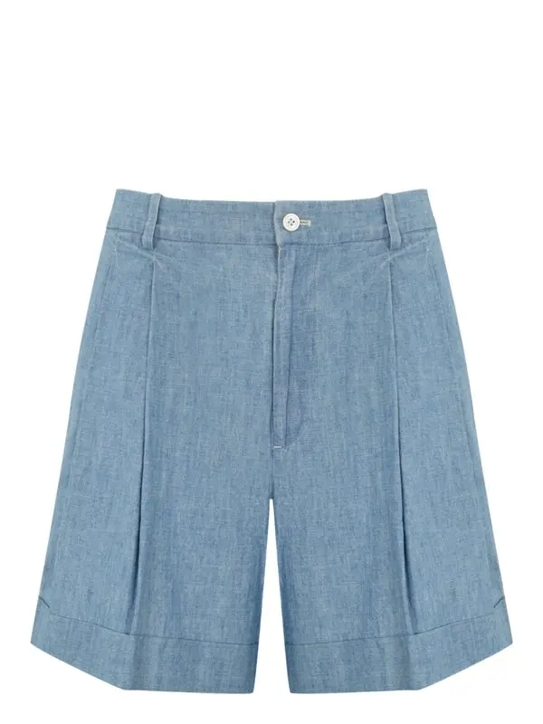 Polo Ralph Lauren Pleated Chambray Shorts - Blue