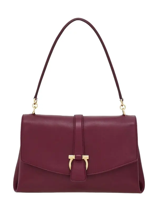 FERRAGAMO Front Flap Shoulder Bag - Purple-red
