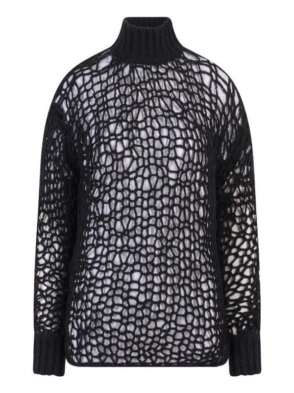 ANN DEMEULEMEESTER High-neck Knitted Jumper - Black