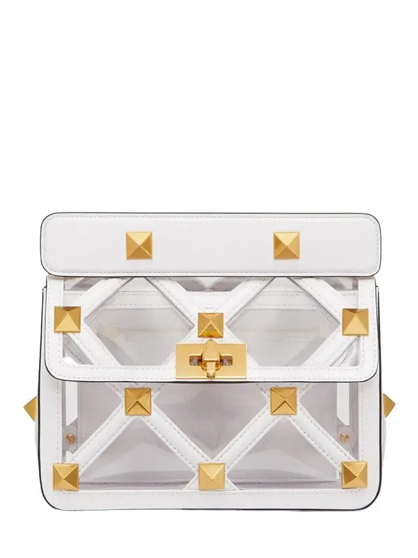 Valentino Garavani Roman Stud Foldover Top Shoulder Bag - White