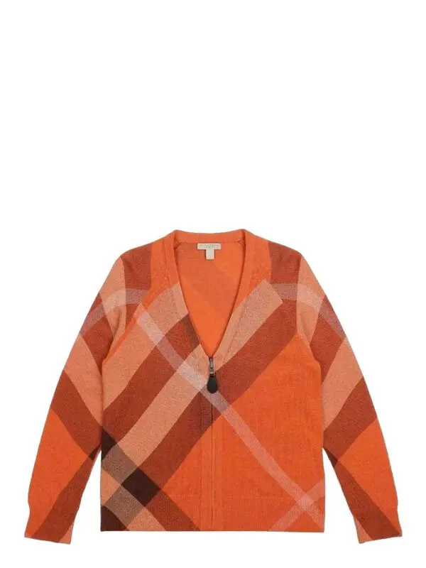 Burberry Checked Knitted Cardigan - Orange