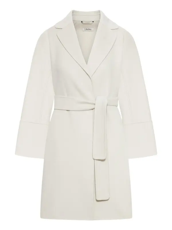 Max Mara Arona Belted Long-sleeved Coat - Ivory