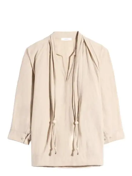 LEMAIRE Cotton Crepe Scarf Blouse - Taupe