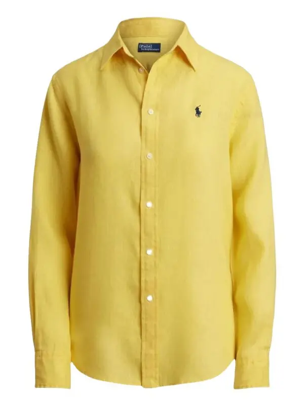 Polo Ralph Lauren Embroidered Logo Long Sleeve Shirt - Yellow