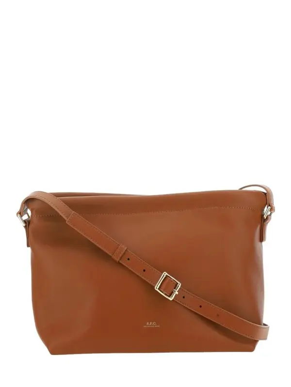 A.p.c. Logo Detailed Drawstring Shoulder Bag - Brown