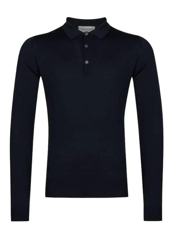 John Smedley Belper Long-sleeved Polo Shirt - Black