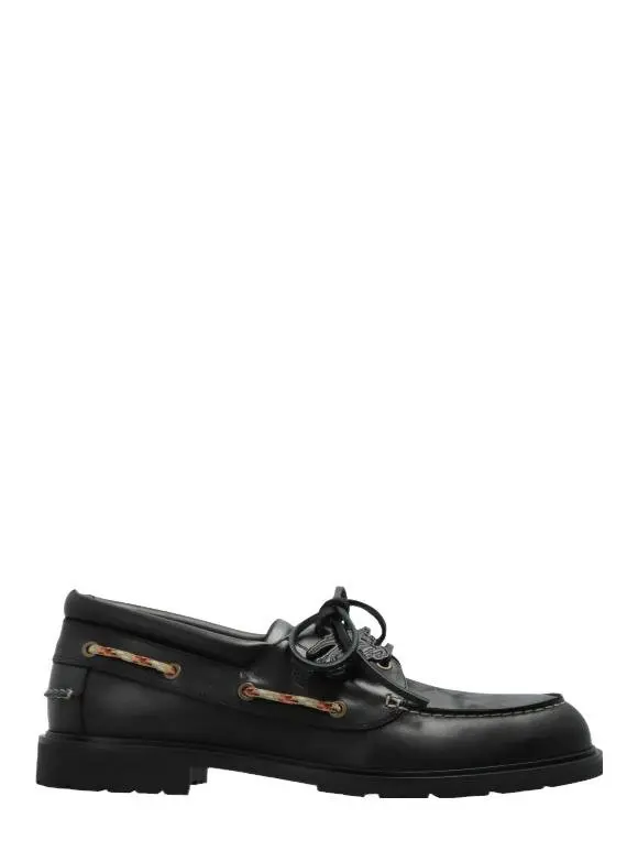 Burberry Ekd Charm Lace-up Boat Shoes - Black