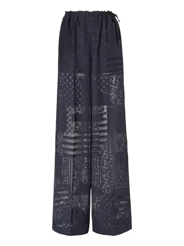Fendi Patchwork Motif Wide-leg Drawstring Pants - Blue