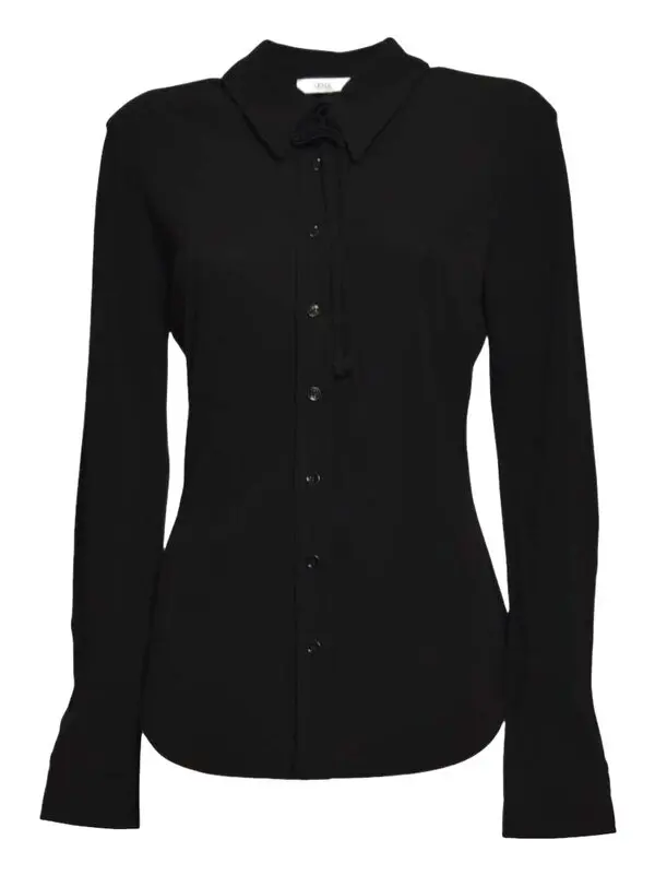 LEMAIRE Flower Detailed Long-sleeved Shirt - Black