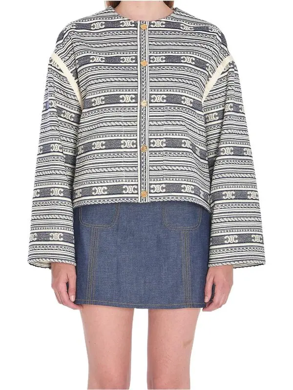 Celine Baja Cardigan Jacket In Cotton Wool - Gray