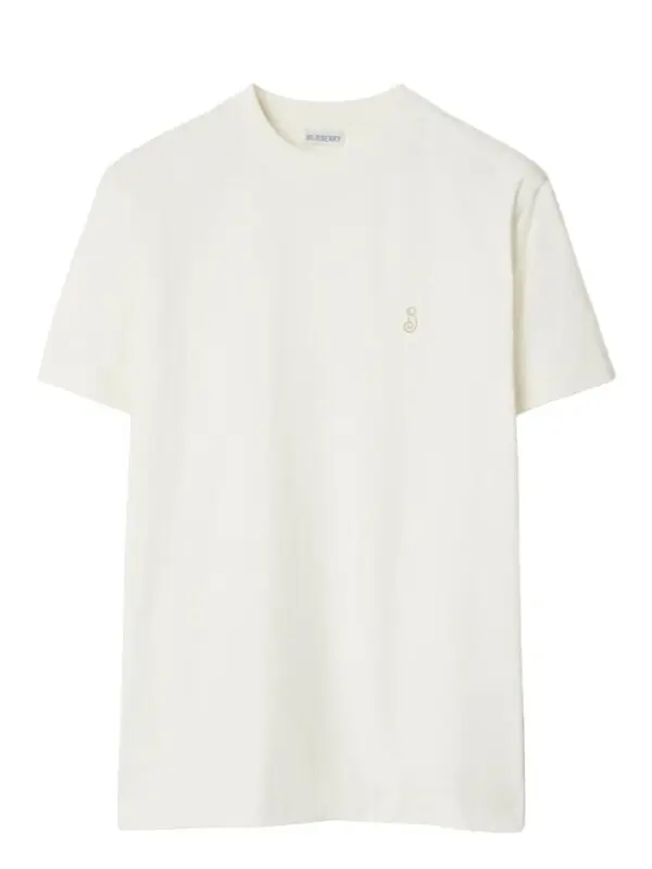 Burberry Logo Embroidered Crewneck T-shirt - Chalk