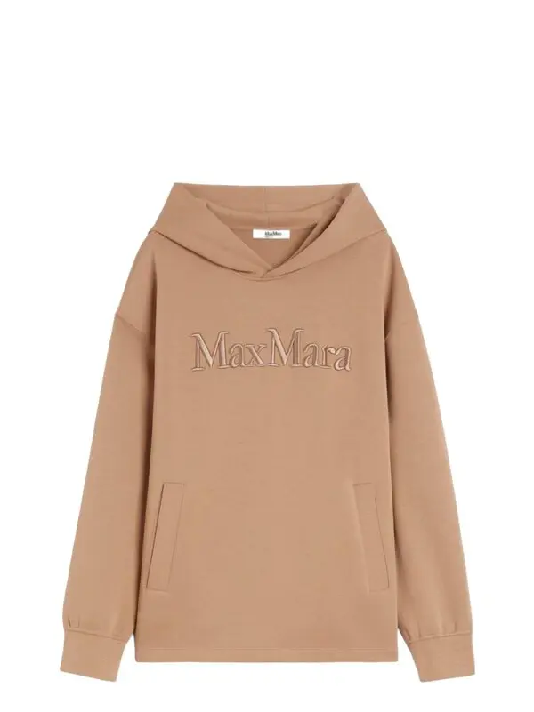 Max Mara Logo Embroidered Relaxed Hoodie - Camel