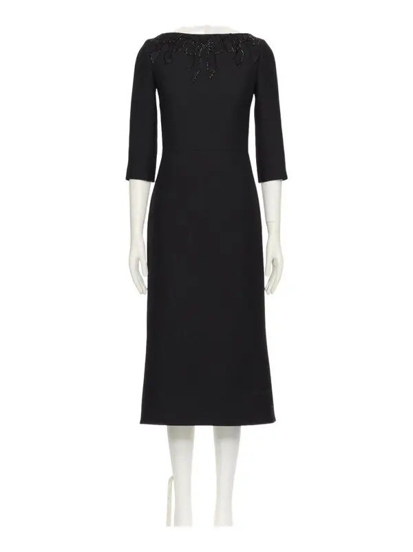 Valentino Garavani Bow Detailed Boat Neck Dress - Black