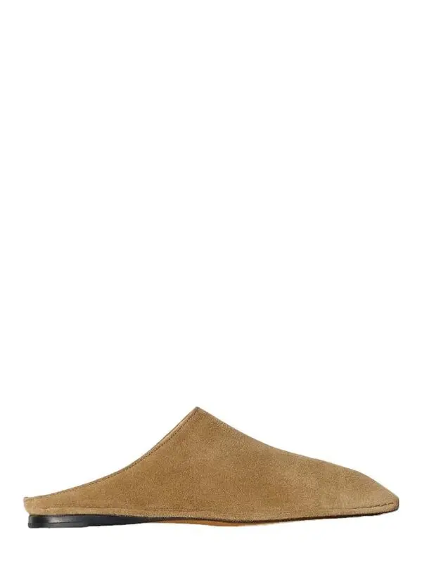 THE ROW Piper Square Toe Suede Slide - Muddy Brown