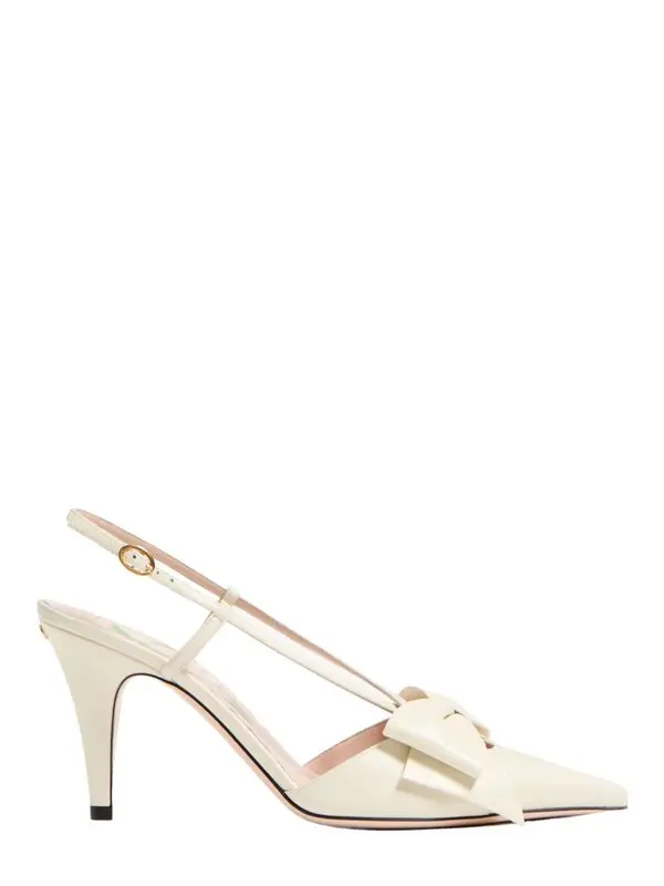 Valentino Garavani Bow Detail Pointed Toe Slingback Pumps - Ivory