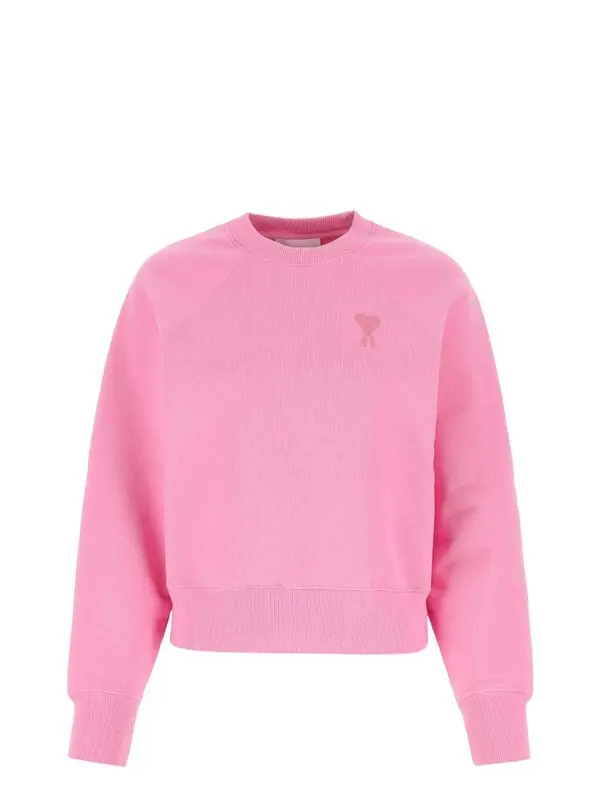 AMI Paris Tonal Logo Organic Cotton Sweatshirt - Pink