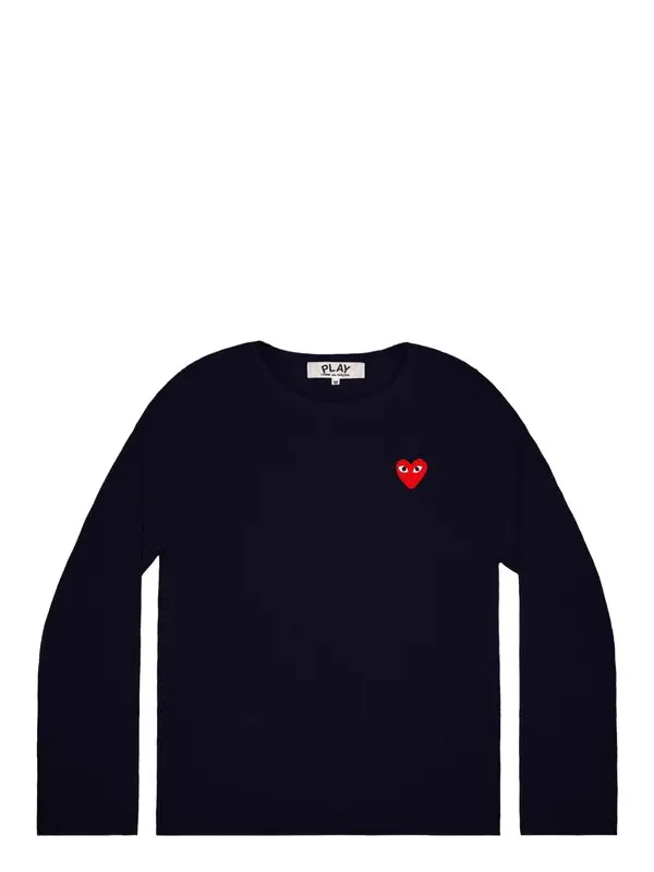 Play Comme Des Garcon Long-sleeved Knitwear With Heart Logo - Navy Blue