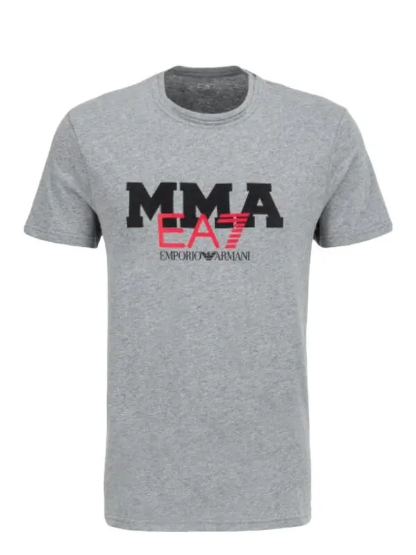 EA7 Printed T-shirt With Round Neck - Gray