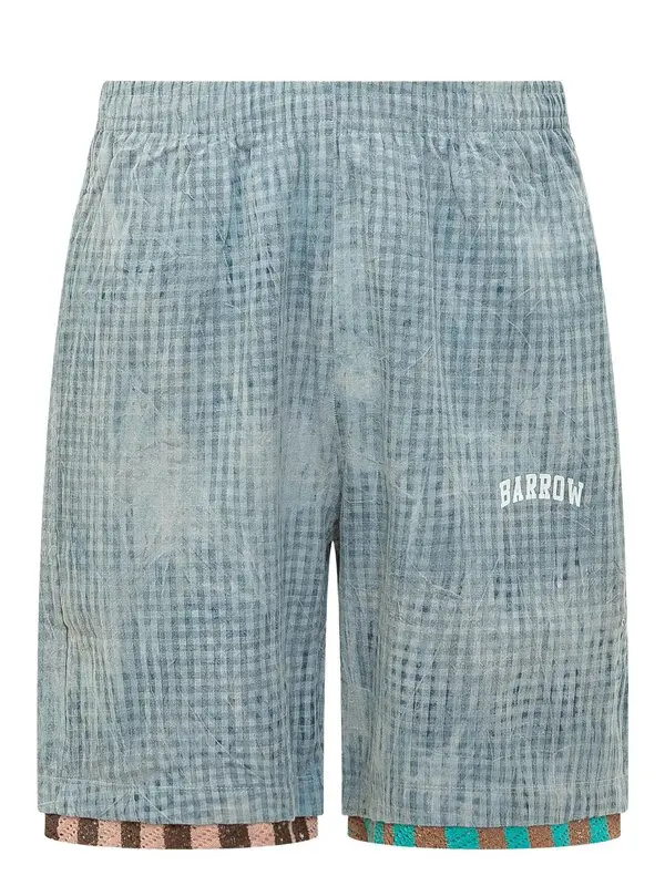 BARROW Elasticated Waistband Checked Shorts - Gray