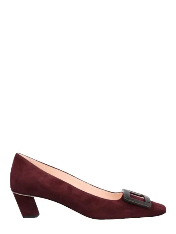 ROGER VIVIER Square-toe Slip-on Pumps With Square Buckle - Brown