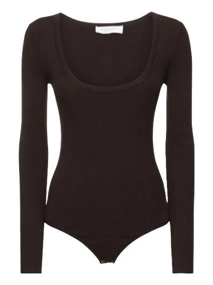 Michael Kors Round-neck Long-sleeve Knitted Jumpsuit - Chocolate