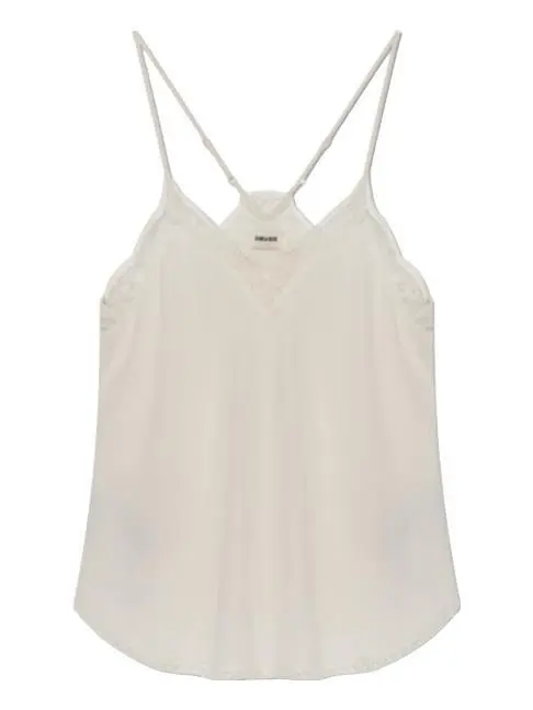 Zadig&Voltaire Spaghetti Strap Camisole With Lace Trim - Cream