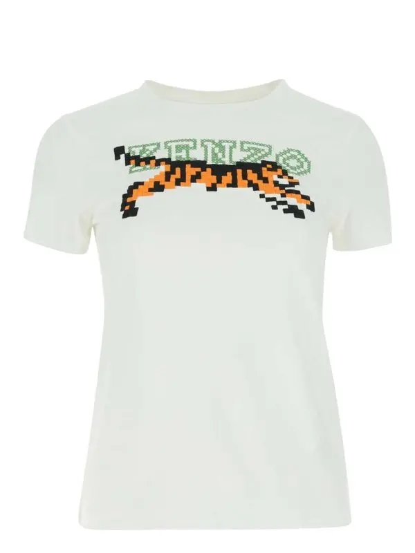 Kenzo Tiger Motif Embroidered Crewneck T-shirt - White