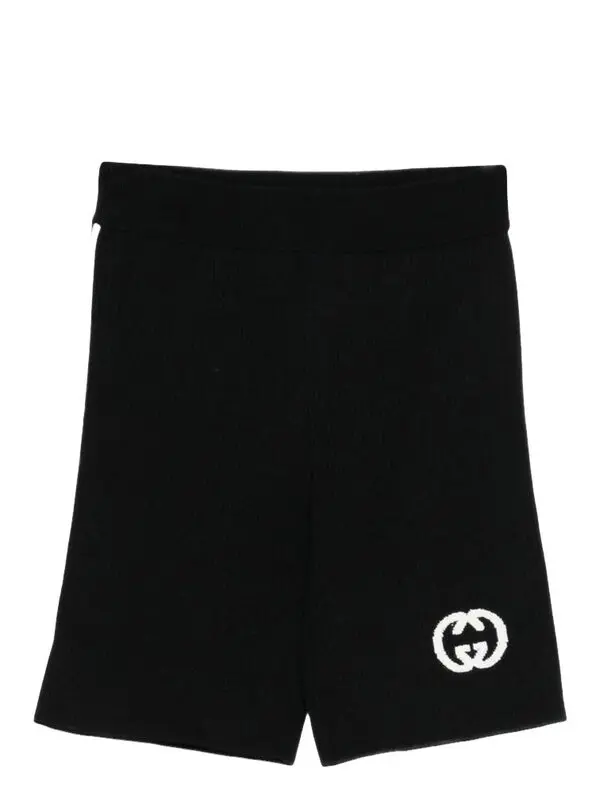 Gucci Ribbed Gg Intarsia Knit Shorts - Black
