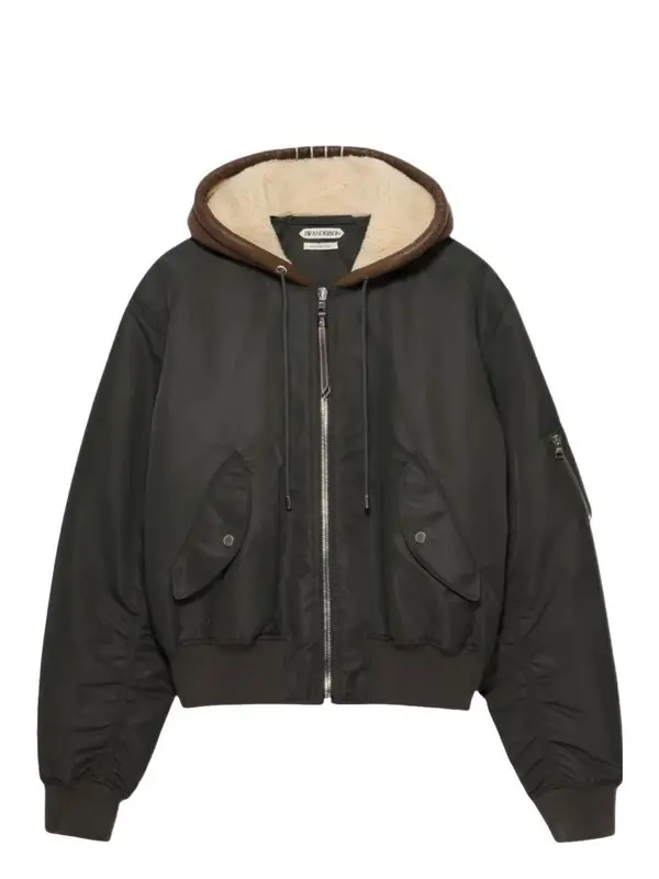 J.W.ANDERSON Hooded Bomber Jacket In Dark Khaki - Deep Khaki