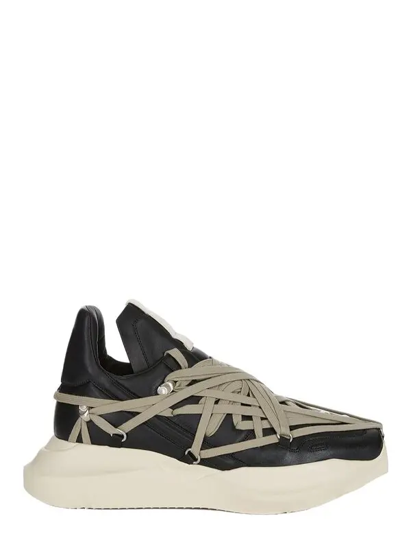 Rick Owens Diagonal Lace-up Sneakers - Black/pearl White/milk White