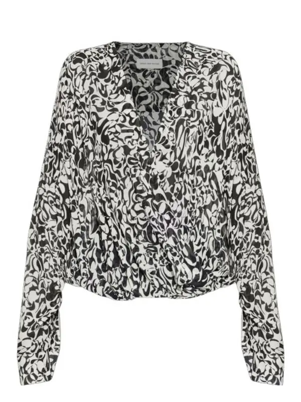 Dries Van Noten Printed Long-sleeve Blouse - Black