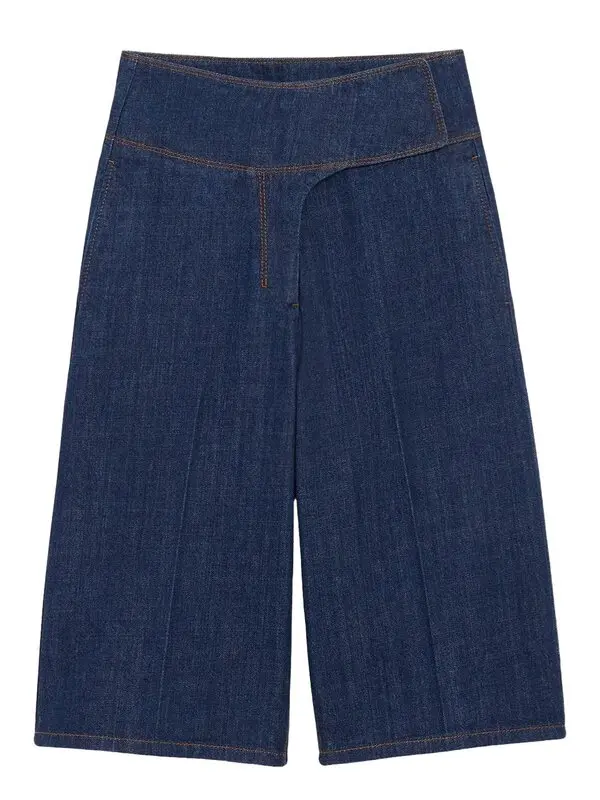 Ami High-waisted Loose Fit Denim Culottes - Indigo
