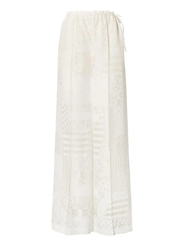Fendi Patchwork Motif Wide-leg Drawstring Pants - White