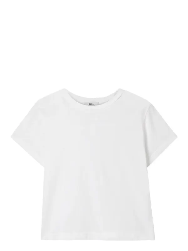 AGOLDE Adine Cropped Knit T-shirt - White