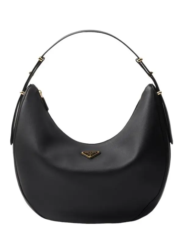 Prada Large Leather Shoulder Bag - Black