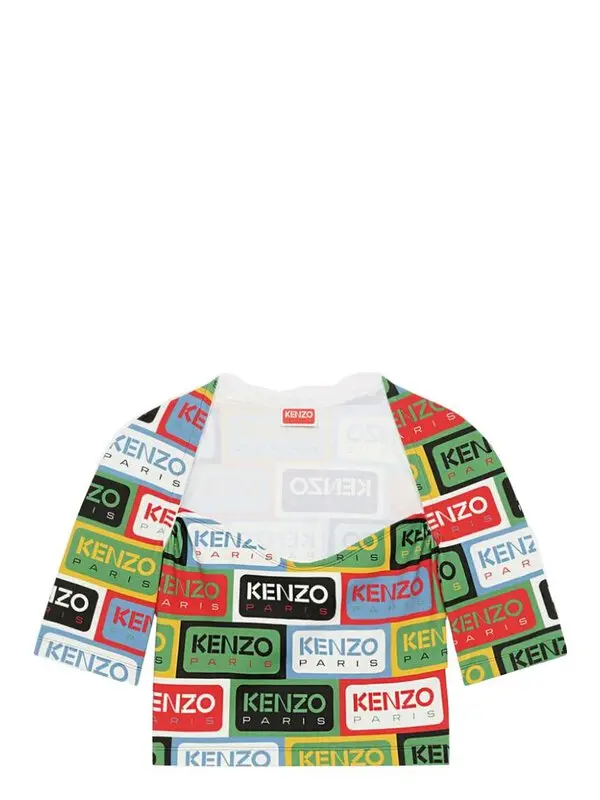 Kenzo All-over Logo Printed Crewneck Cropped Top - Multicolor