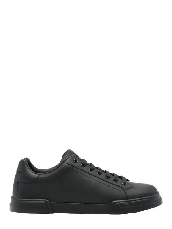 Dolce & Gabbana Embossed Logo Round Toe Sneakers - Black